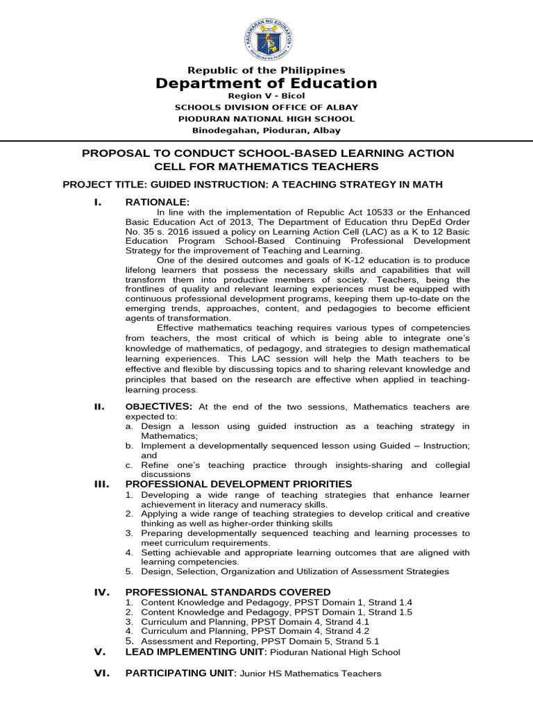 INSET-Proposal-2023 | PDF | Learning | Teachers