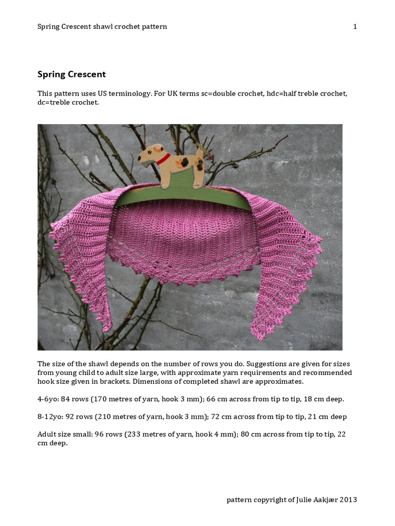 Spring Crescent Shawl Crochet Pattern | PDF | Crochet | Woven Fabrics