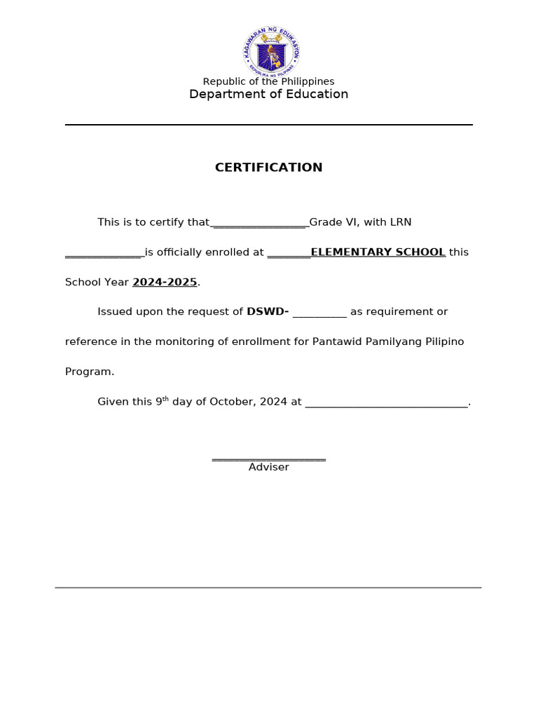 4Ps School Certification - Docx - Scribd | PDF