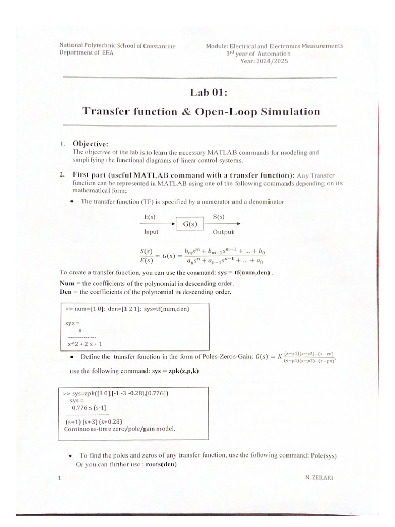 Ouvrir Transfer Function & Open-Loop Simulation 3 | PDF