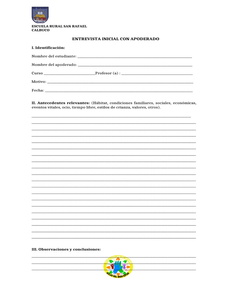 ENTREVISTA INICIAL CON APODERADO (1) | PDF