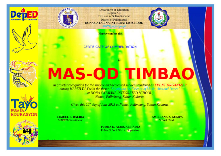 Certificate for MAPEH DAY 2023SSS | PDF