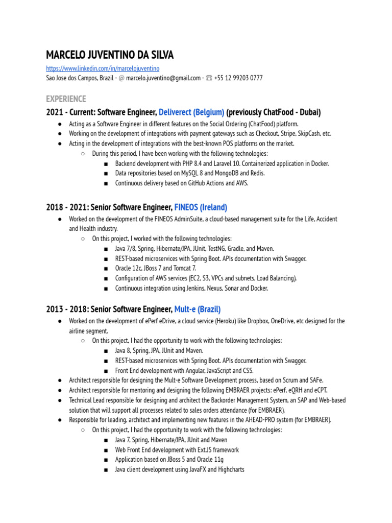 Marcelo Juventino Da Silva - CV | PDF | Software Development | Computing