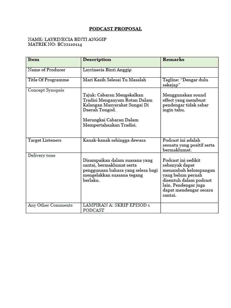 Podcast Proposal | PDF