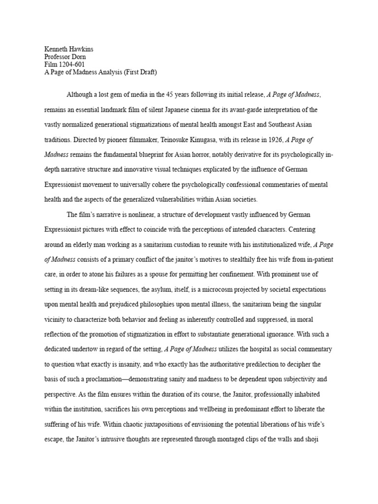 Final Essay Prep Ken Hawkins | PDF | Insanity | Social Stigma