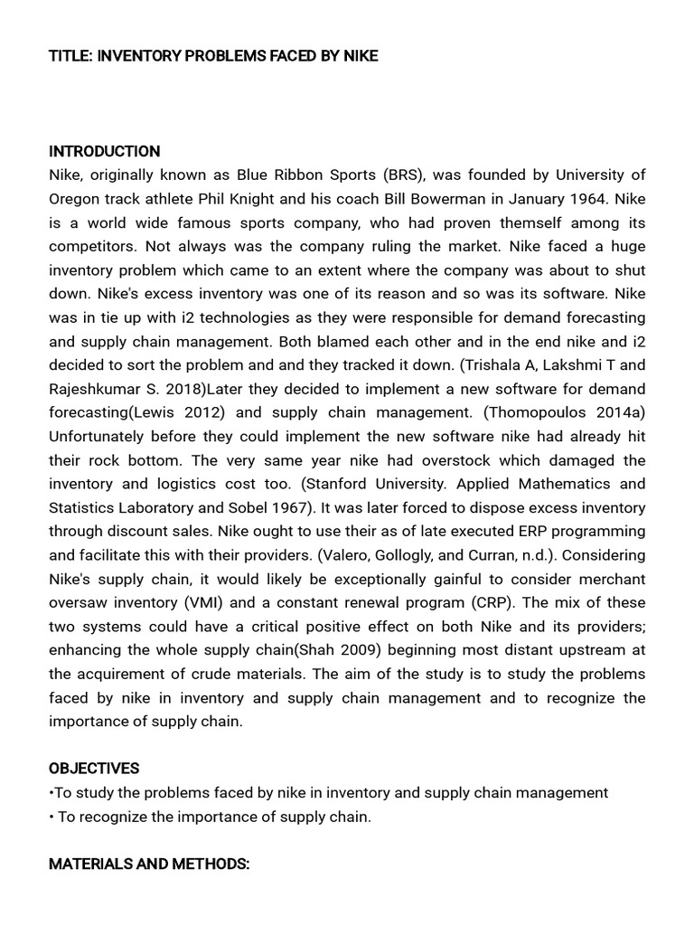 CASE STUDY (1) | PDF | Nike | Inventory