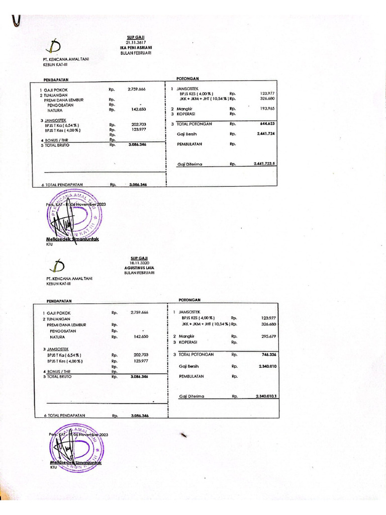 Amprah Gaji KCK | PDF