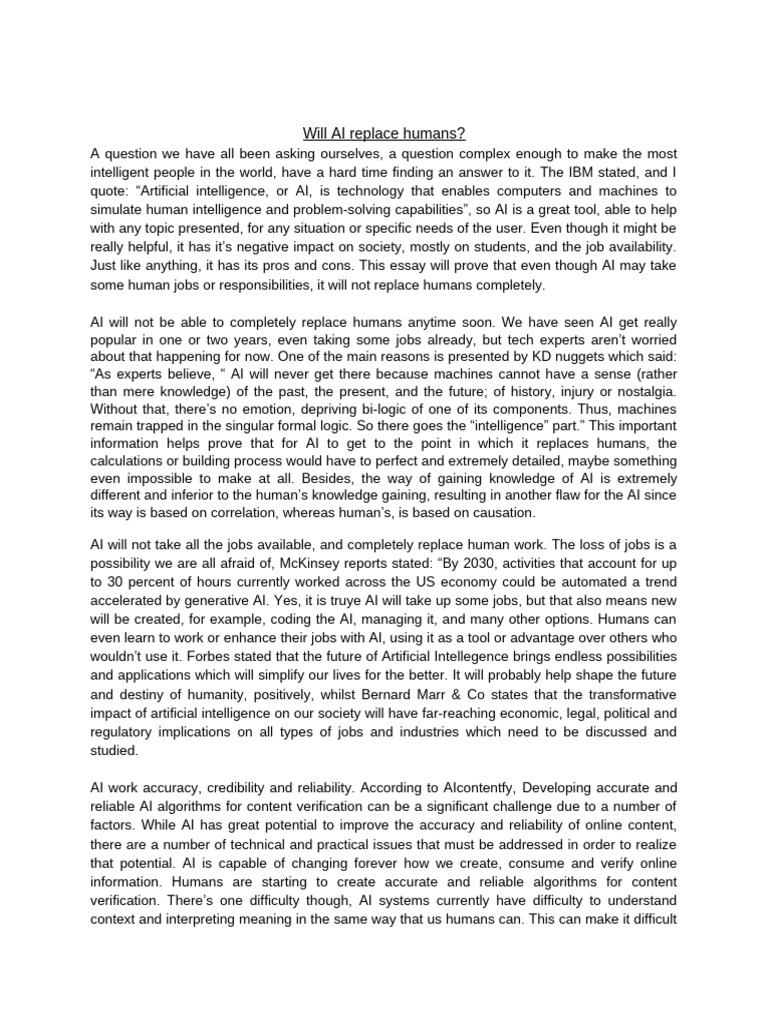 Will AI Replace Humans - Ian Lay | PDF | Artificial Intelligence ...