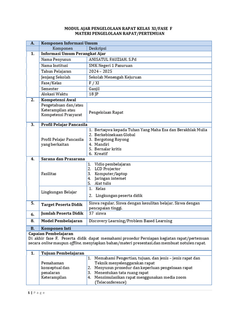 Modul Pertemuan Rapat | PDF