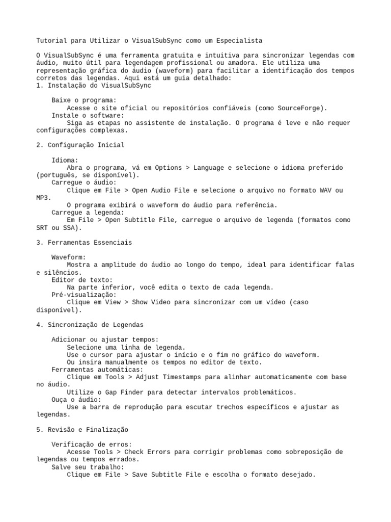 Tutorial para Utilizar o VisualSubSync Como Um Especialista | PDF | Informática