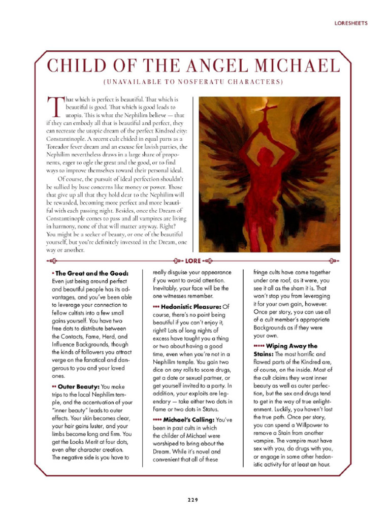 Child of The Angel Michael Loresheet | PDF