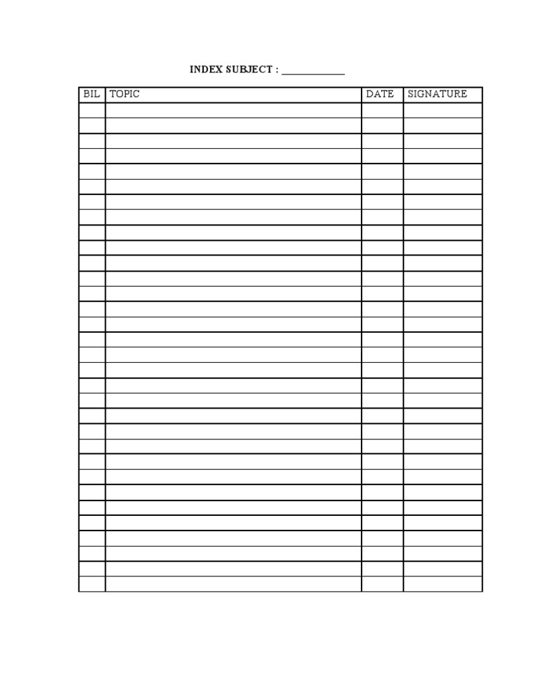 Subject Index Overview | PDF