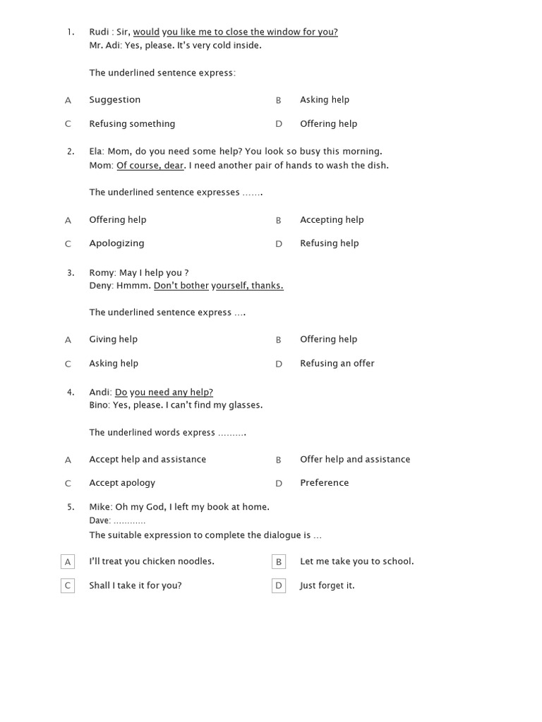 Soal Materi Offering Help Kelas Xii Pdf