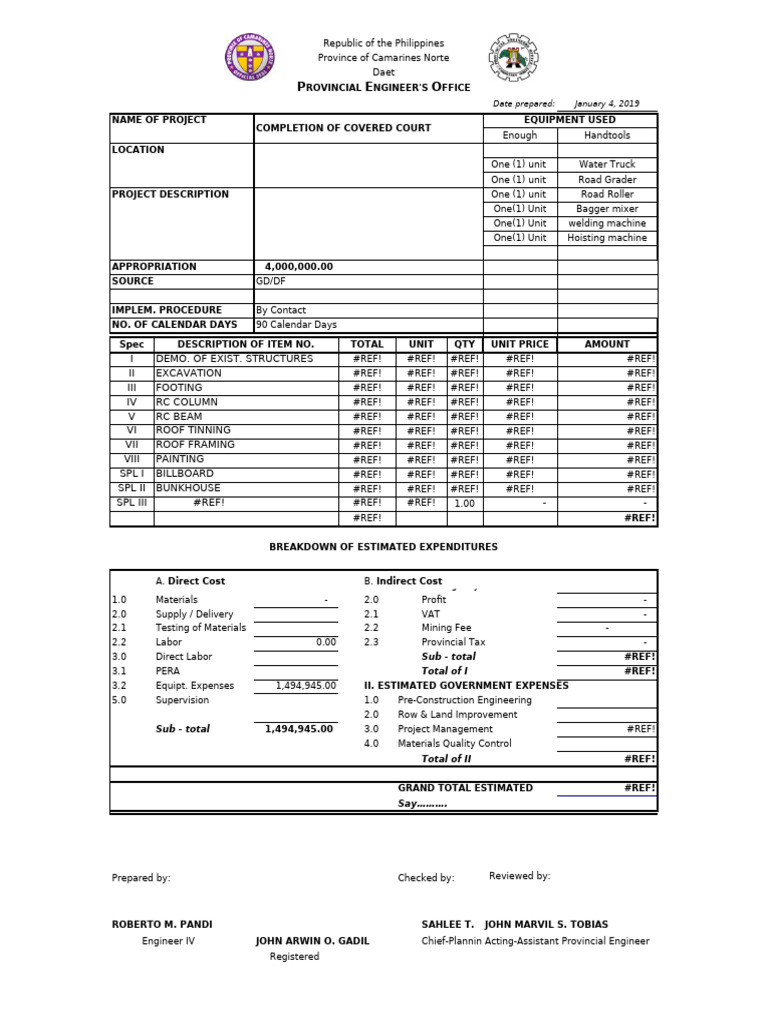 Const. of Bleacher, Brgy, Awitan, Labo, CN | PDF | Length | Building Materials