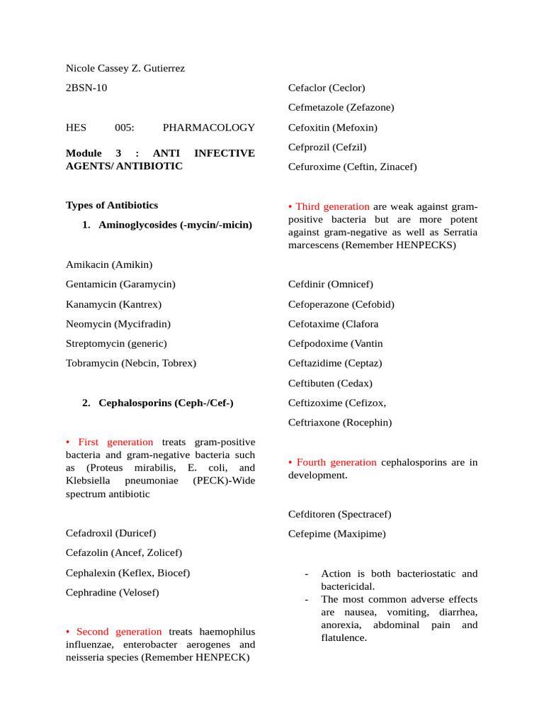 Module 3 Anti Infective Agents and Antibiotic | PDF | Antibiotics | Drugs