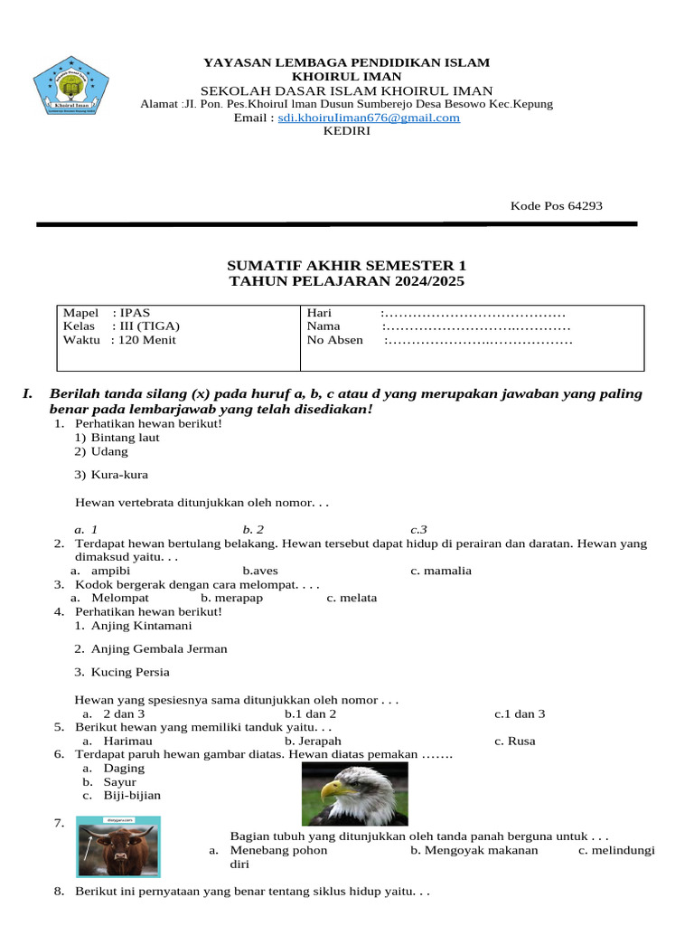 SAS IPAS KELAS 3 2024-2025 | PDF