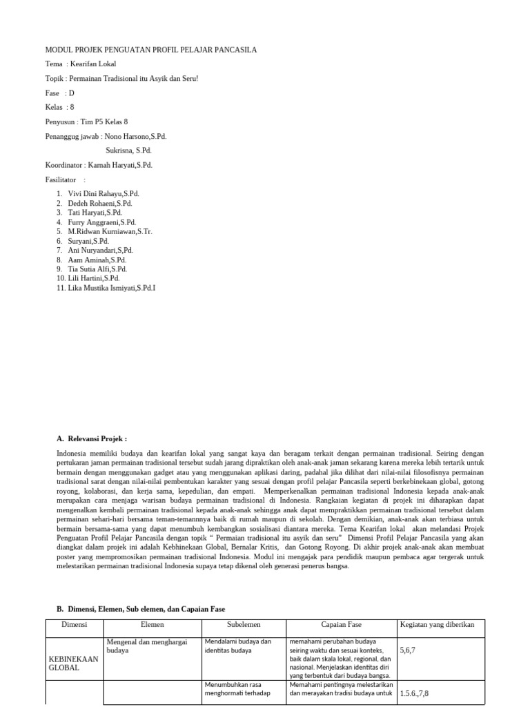 MODUL PROJEK P5 permainan tradisional | PDF MODUL PROJEK P5 permainan tradisional | PDF