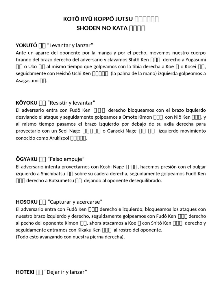KOTÔ RYÛ KOPPÔ JUTSU 虎倒流骨法術 | PDF | Mano
