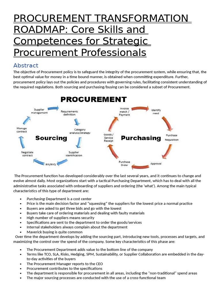 PROCUREMENT TRANSFORMATION ROADMAP | PDF | Procurement | Economies