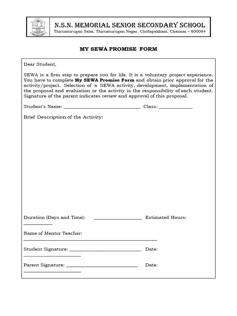 Sewa Forms 2024-25 | PDF | Learning | Social Psychology