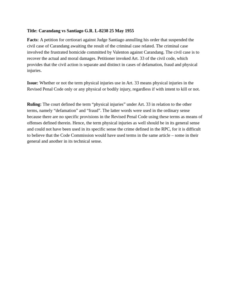 Carandang vs Santiago | PDF