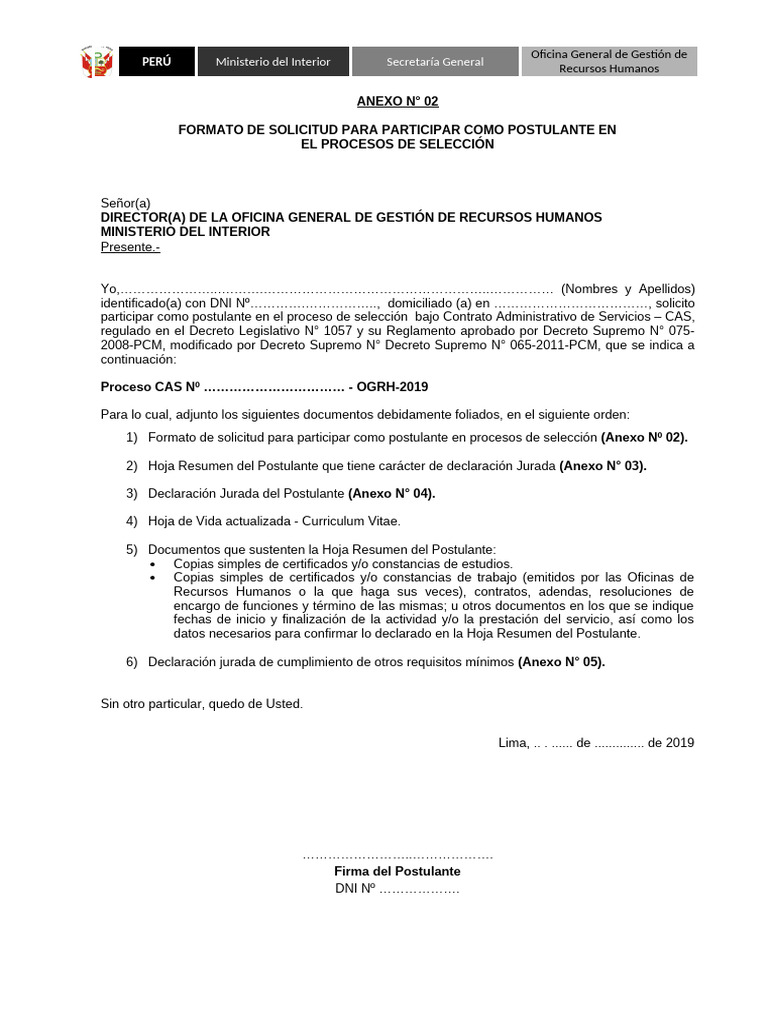 Formato Participar-Postulante (Anexo2) | PDF