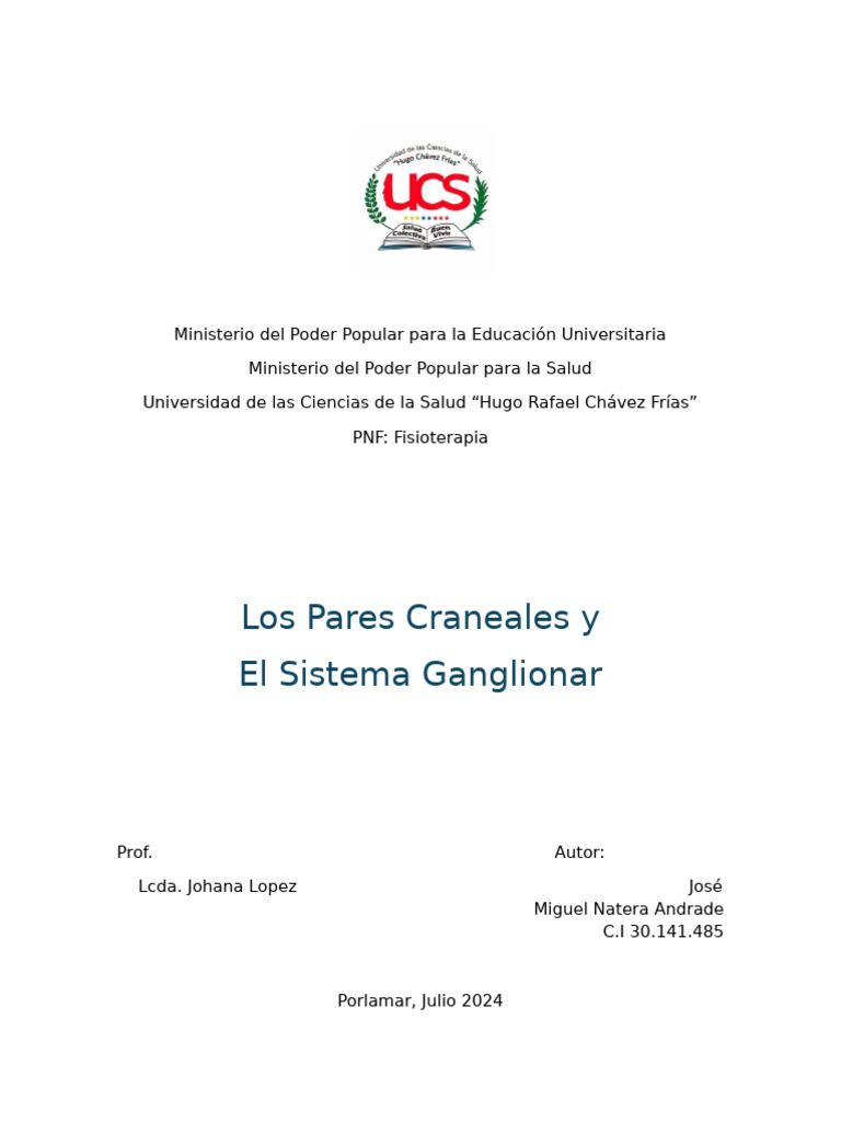 Pares Craneales Jose Natera | PDF | Sistema nervioso | Nervio vago