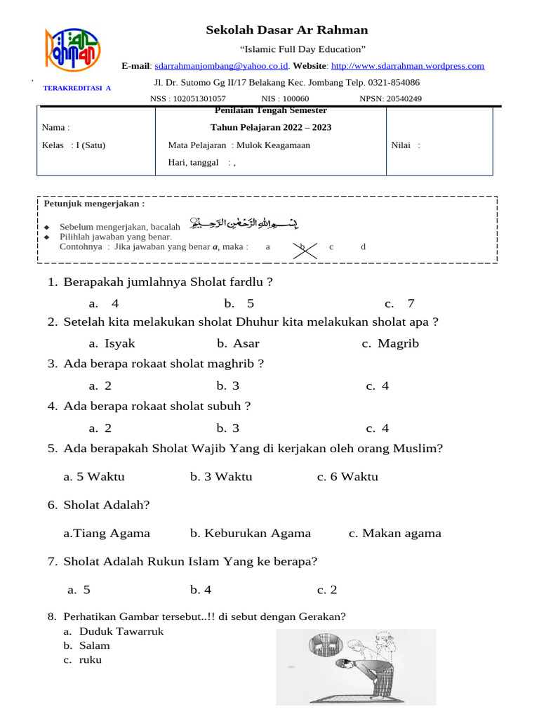 STS Mulok Kelas 1 | PDF