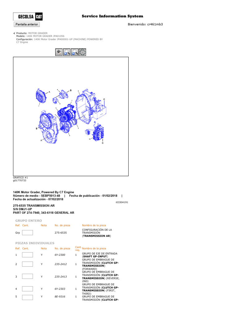 140K Motor Grader, Powered by C7 Engine (SEBP5013 - 48) - Documentación | PDF | Tecnologías ...