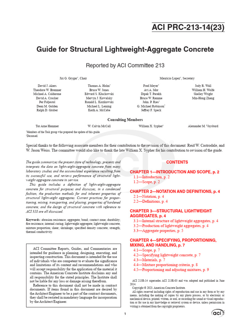 ACI | PDF | Concrete | Density