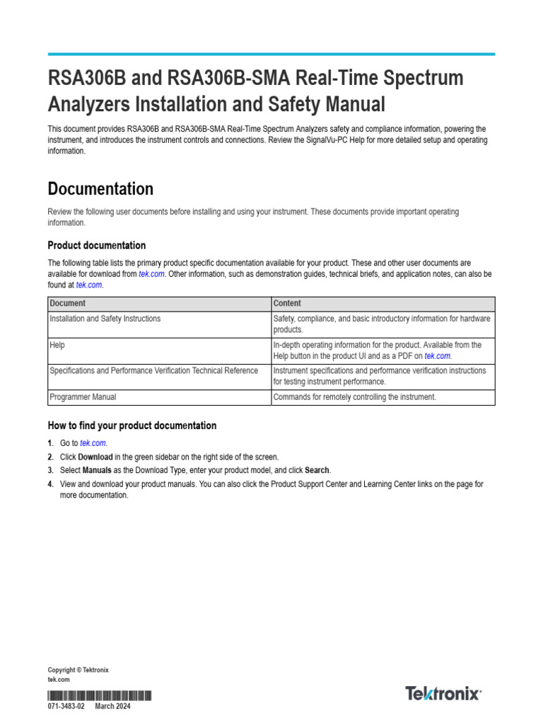 RSA306B Install Safety en-US 071348302 | PDF | Usb Flash Drive | Usb