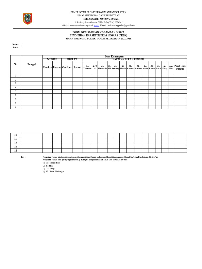 Form Keagamaan PKBN 2022 | PDF