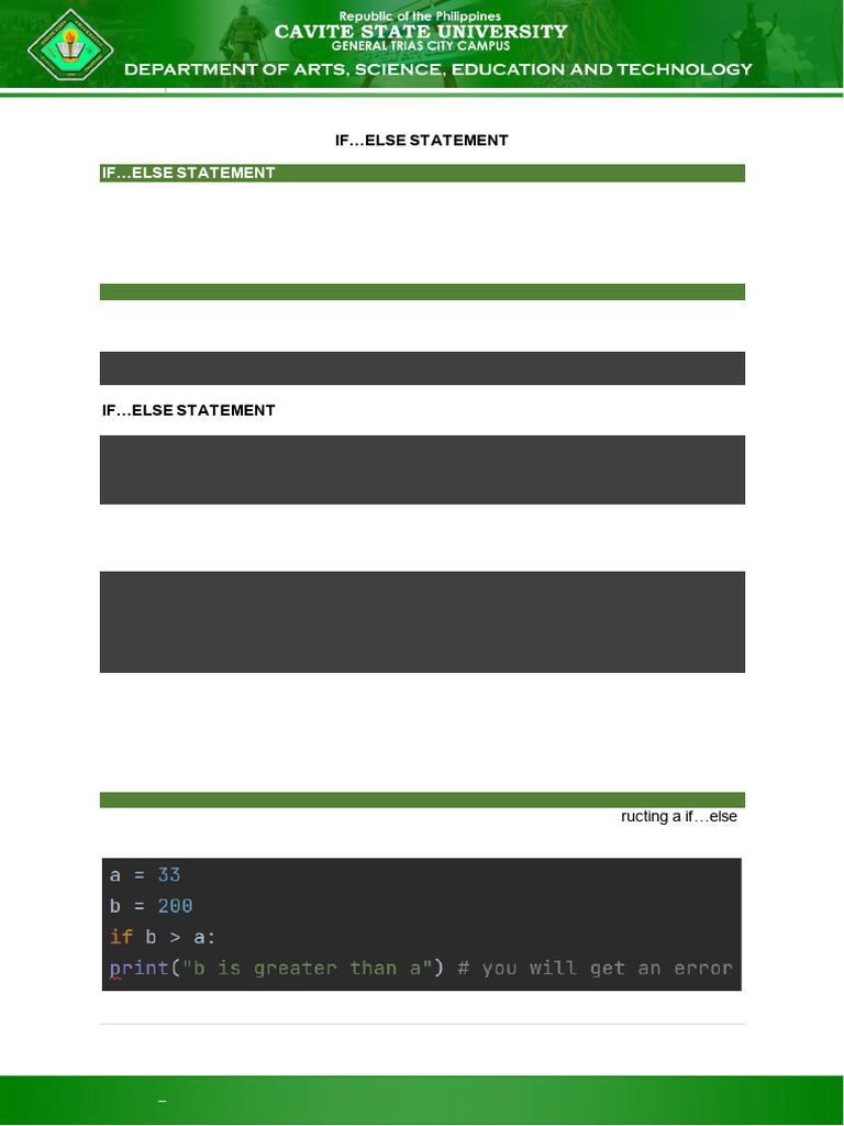 Dcit 22 Lesson 04 If Else Statement | PDF | Integer (Computer Science) | Function (Mathematics)