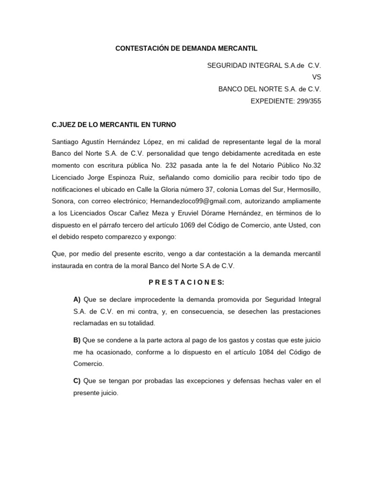 Contestacion Mercantil Pdf Ley Común Justicia