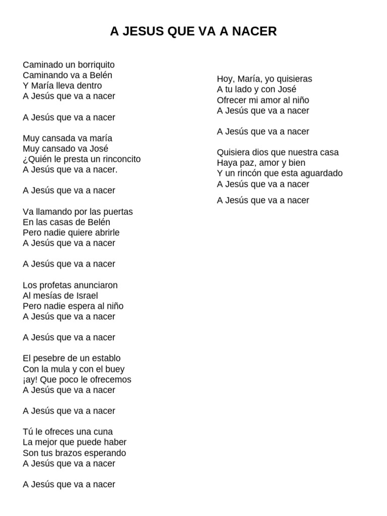 A Jesús que va a nacer: Letra completa | PDF