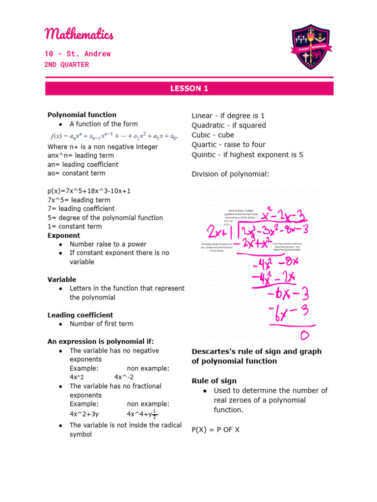 2Q_REV.G10_MATH | PDF | Polynomial | Mathematics