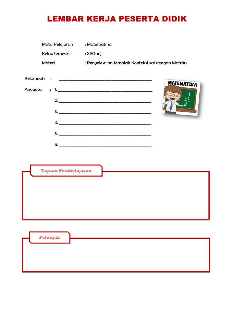 LKPD Penyelesaian Masalah DG Matriks | PDF