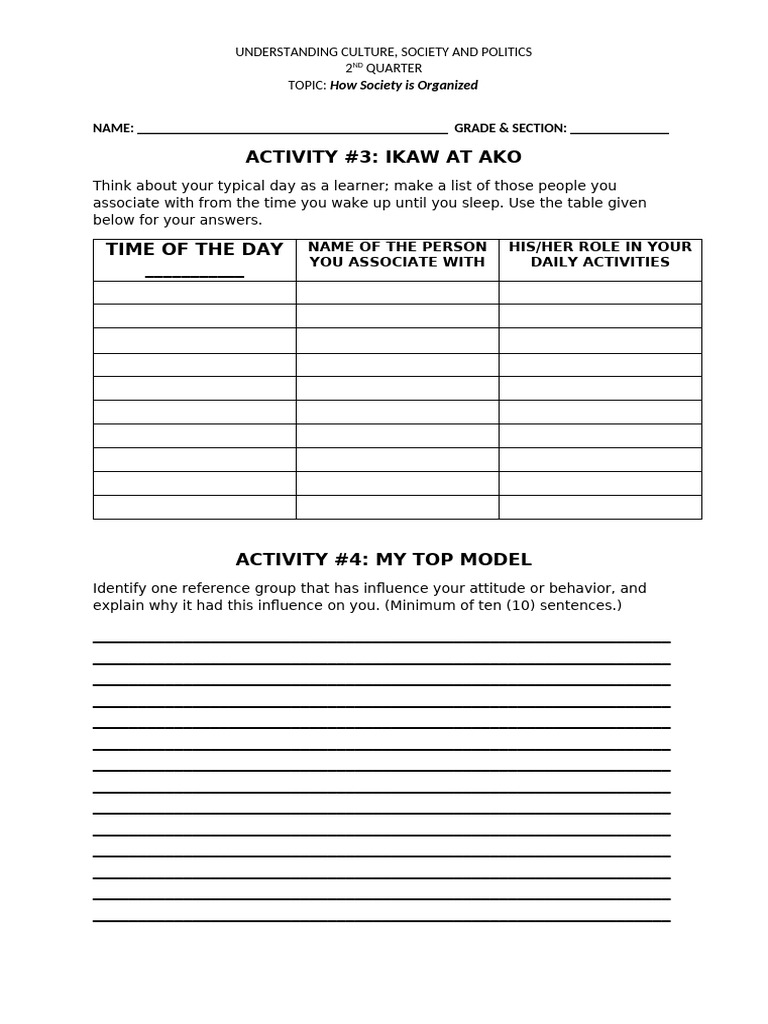 ACTIVTY 3&4 UCSP | PDF