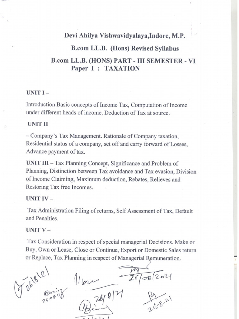 Revised B.com - LL.B. Hons. Sem. VI 2021 22 | PDF