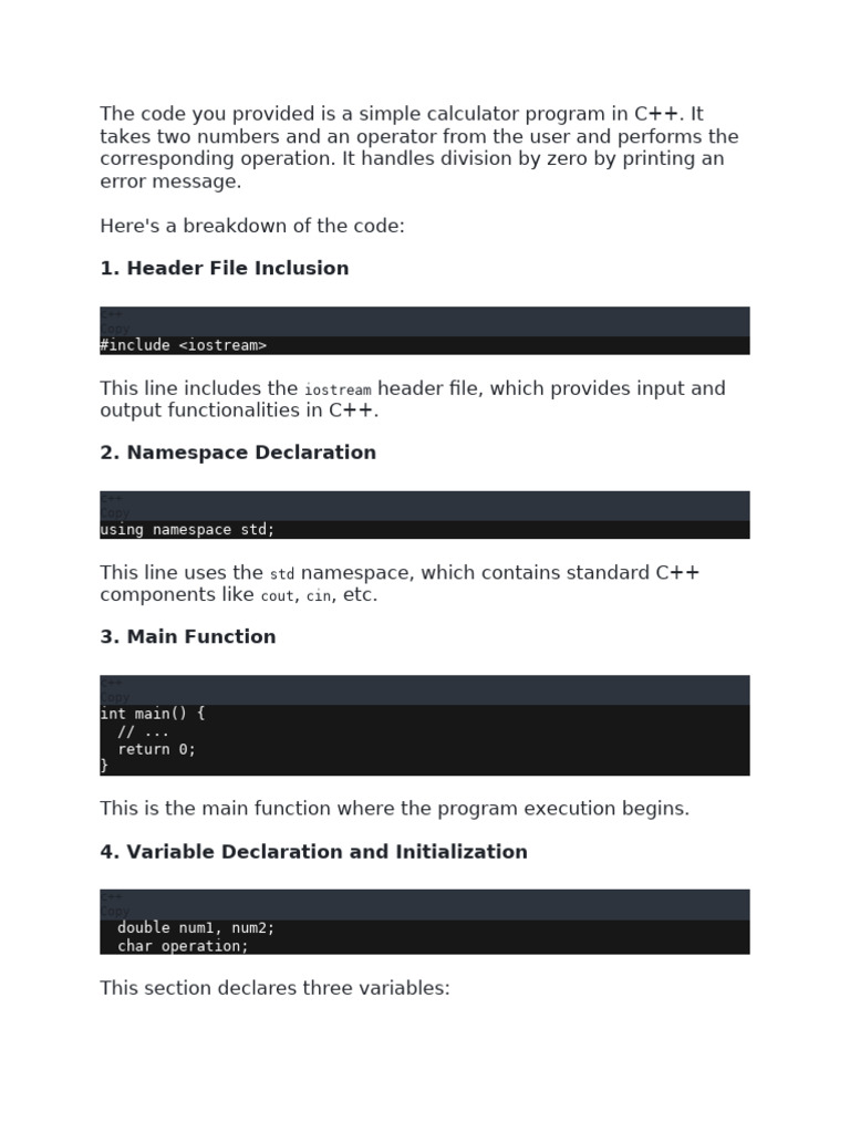The code you provided is a simple calculator program in C | PDF | C++ ... The code you provided is a simple calculator program in C | PDF | C++ ...
