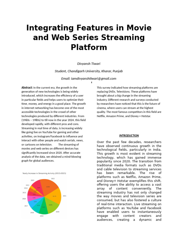 Movie and Web Series Streaming Research Paper (Divyansh) | PDF ...