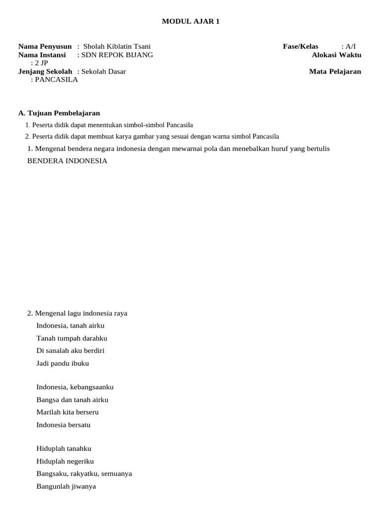 Contoh Modul Ajar | PDF