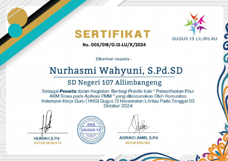 Sertifikat KKG 03 September 2024 | PDF
