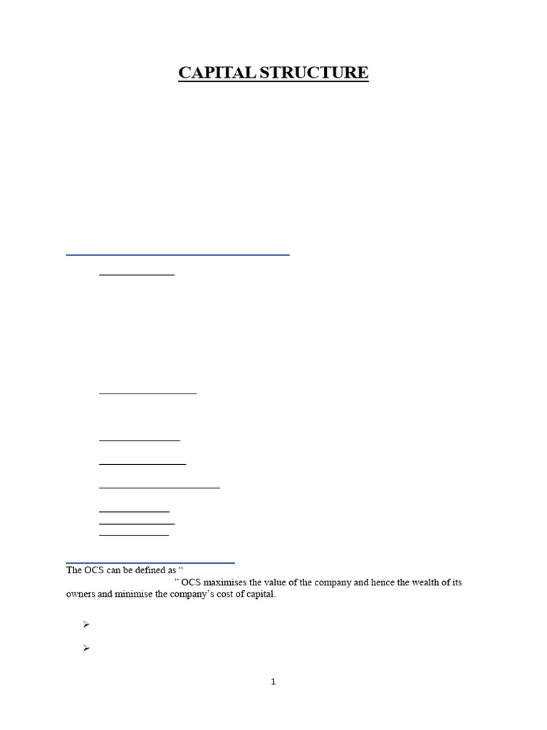 Understanding Capital Structure Basics | PDF | Capital Structure | Cost ...