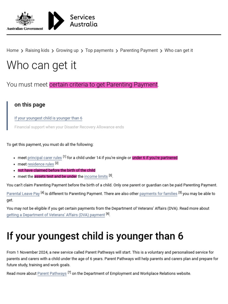 Who Can Get Parenting Payment - Parenting Payment - Services Australia ...