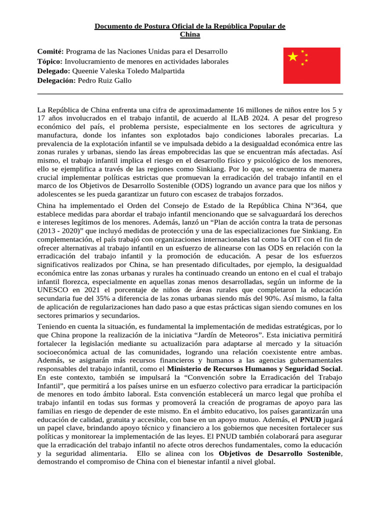Documento de Postura China - 3456 | PDF | Trabajo infantil | China