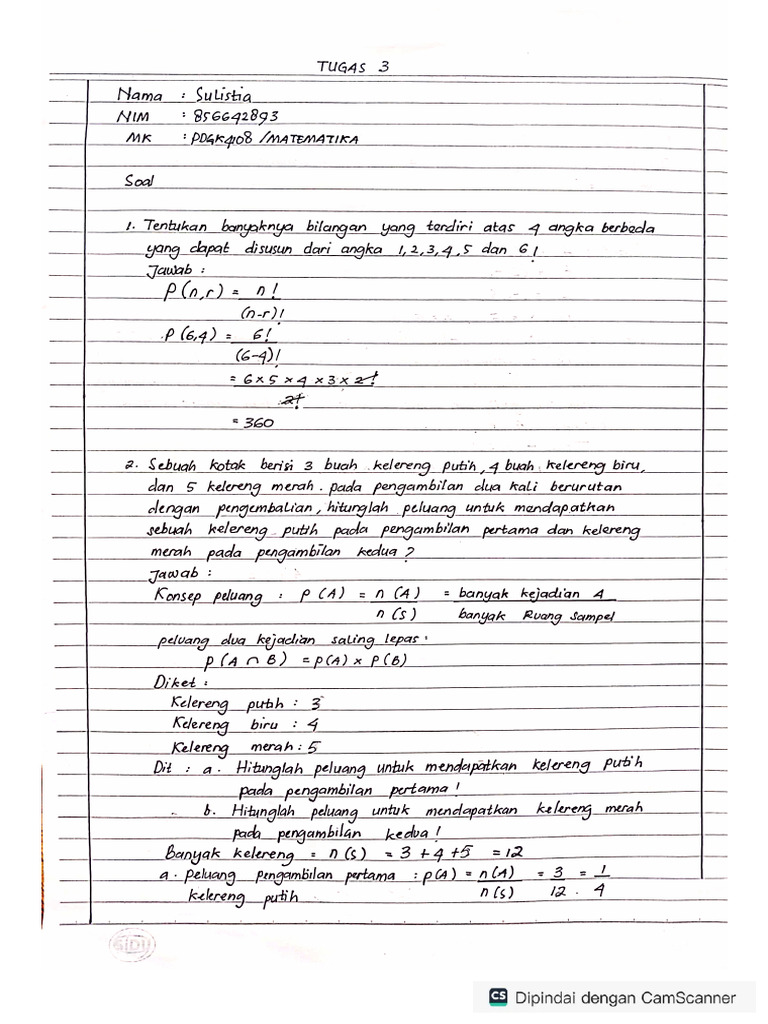 Tugas 3 Matematika-Sulistia | PDF
