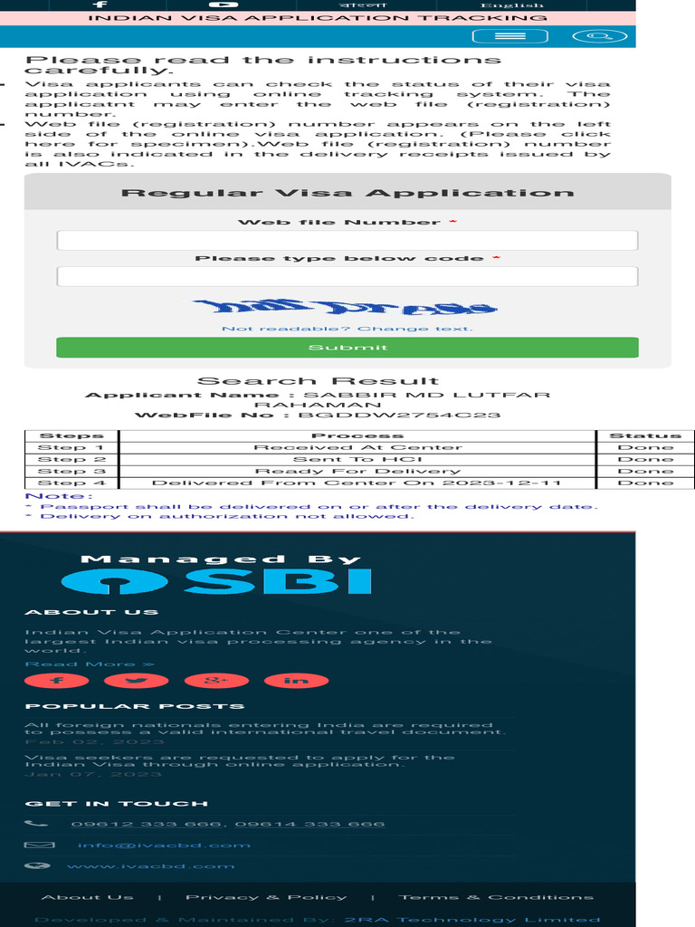 VISA Application Tracking | PDF