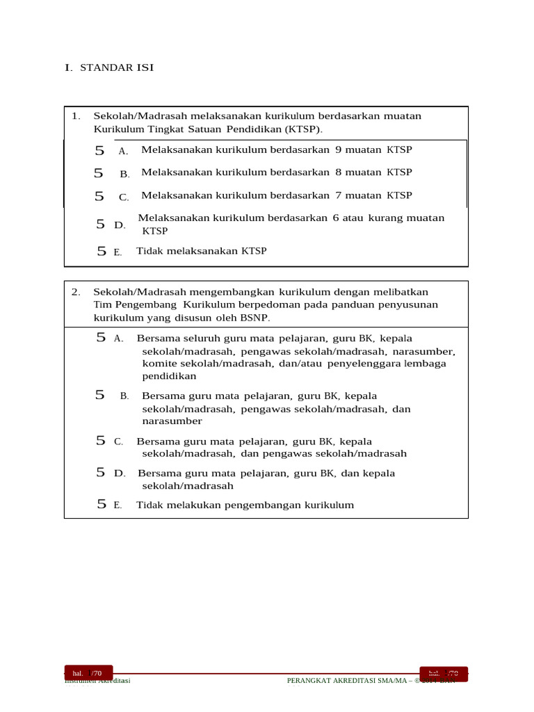 Instrumen Standar Isi | PDF