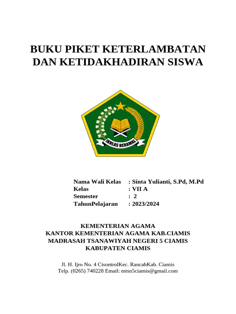 Cover Buku Administrasi Piket Kelas | PDF
